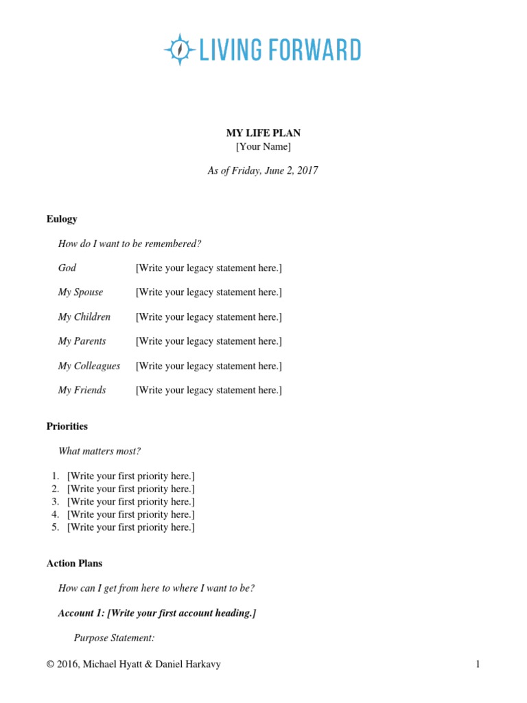 Living Forward - Life Plan Template | PDF