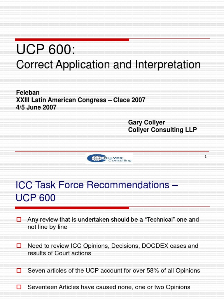 UCP 600: Application and Key Articles | PDF | Letter Of Credit ...