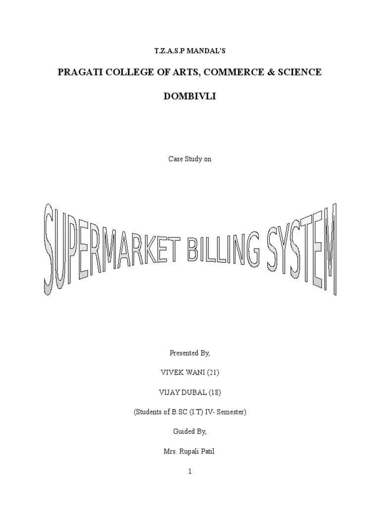 Supermarket Billing System Case Study | PDF | Graphical User Interfaces ...
