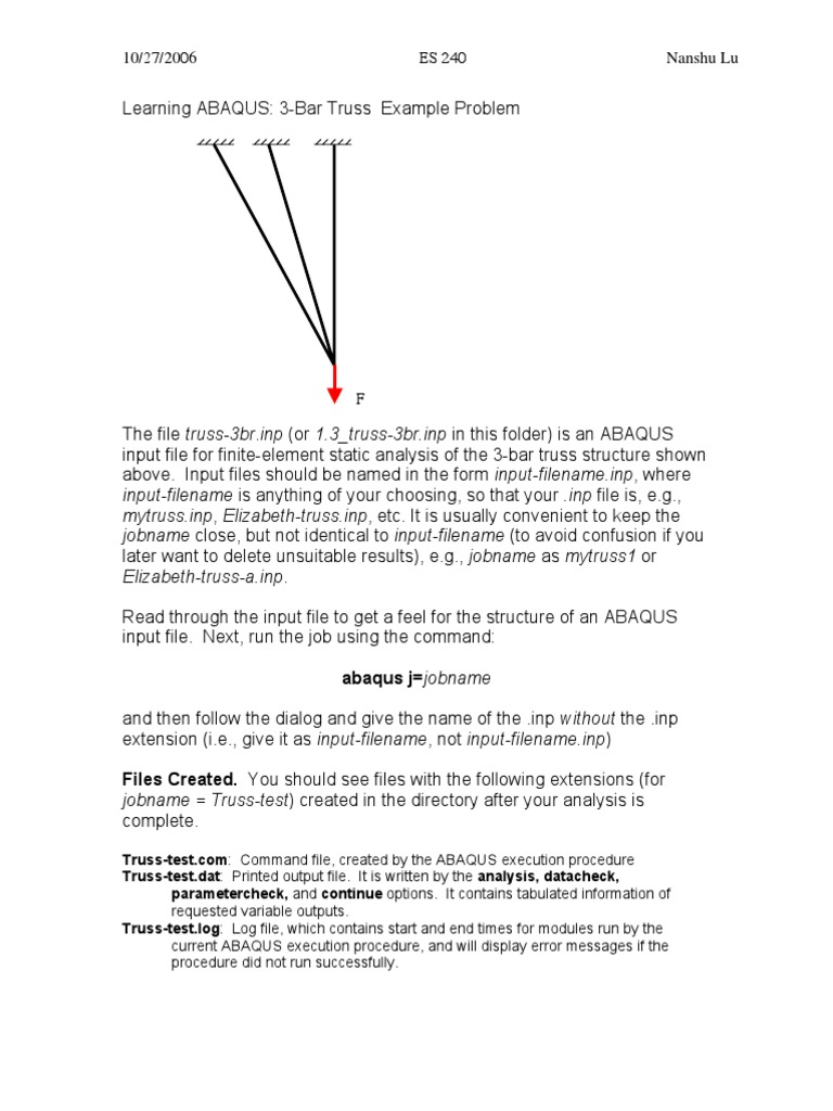 1-2 Learning ABAQUS | PDF | Parameter (Computer Programming) | Deformation (Engineering)