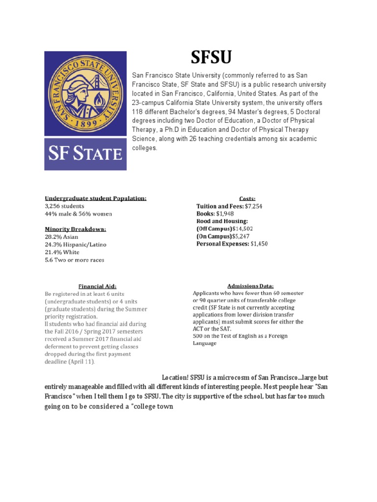 SFSU Overview: Degrees and Location | PDF | Self-Improvement | Science ...