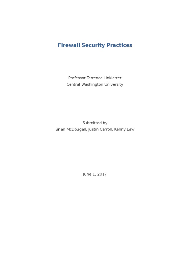 Firewall Security Practices Report | PDF | Firewall (Computing) | Computer Security