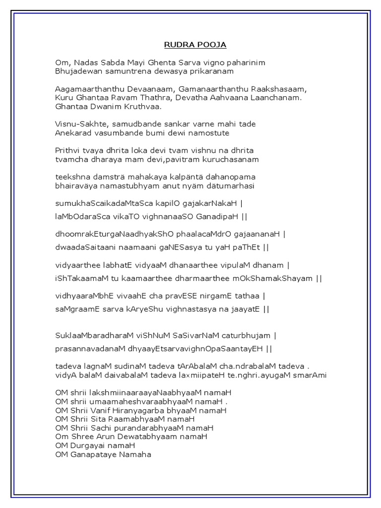 Rudra Pooja Mantras and Benefits | PDF | Language Arts & Discipline ...