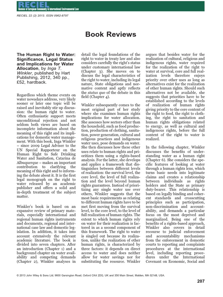 The Human Right To Water | PDF | Human Rights | Evaluation