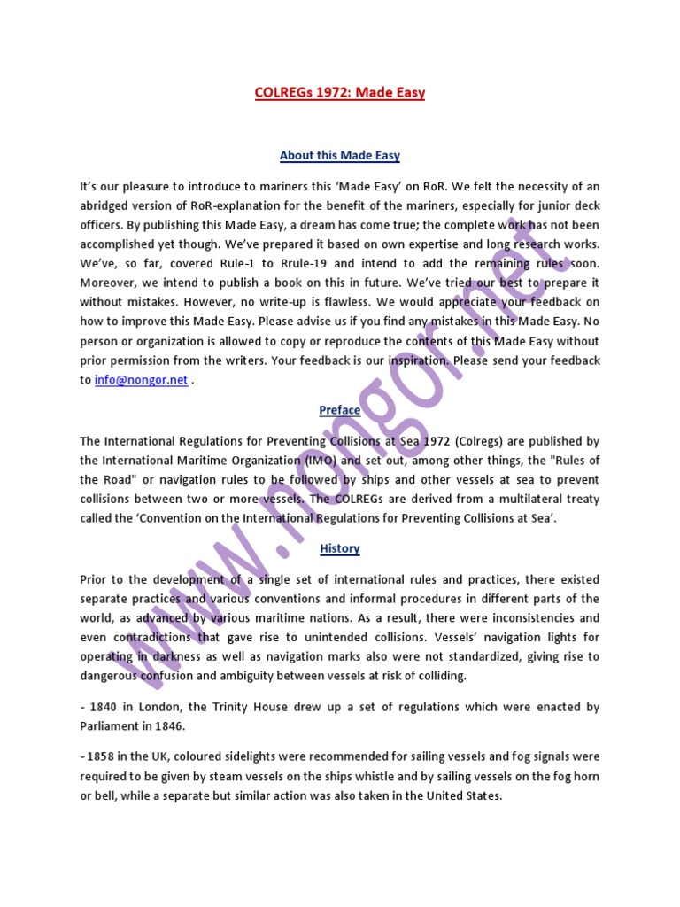Colregs 1972 Made Easy | Download Free PDF | Radar | Watercraft