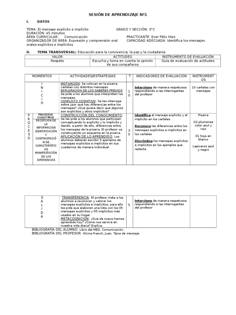 SESION 1 Implicito Explicito | PDF | Maestros | Aprendizaje
