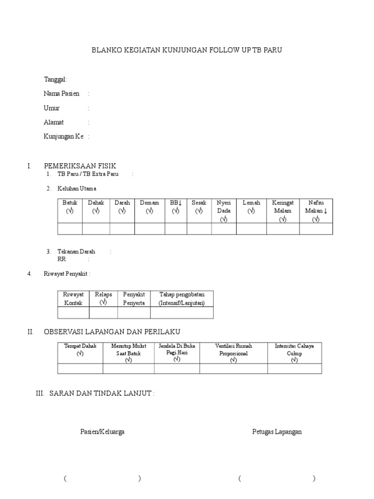 Blanko Kegiatan Kunjungan Follow Up TB Paru | PDF