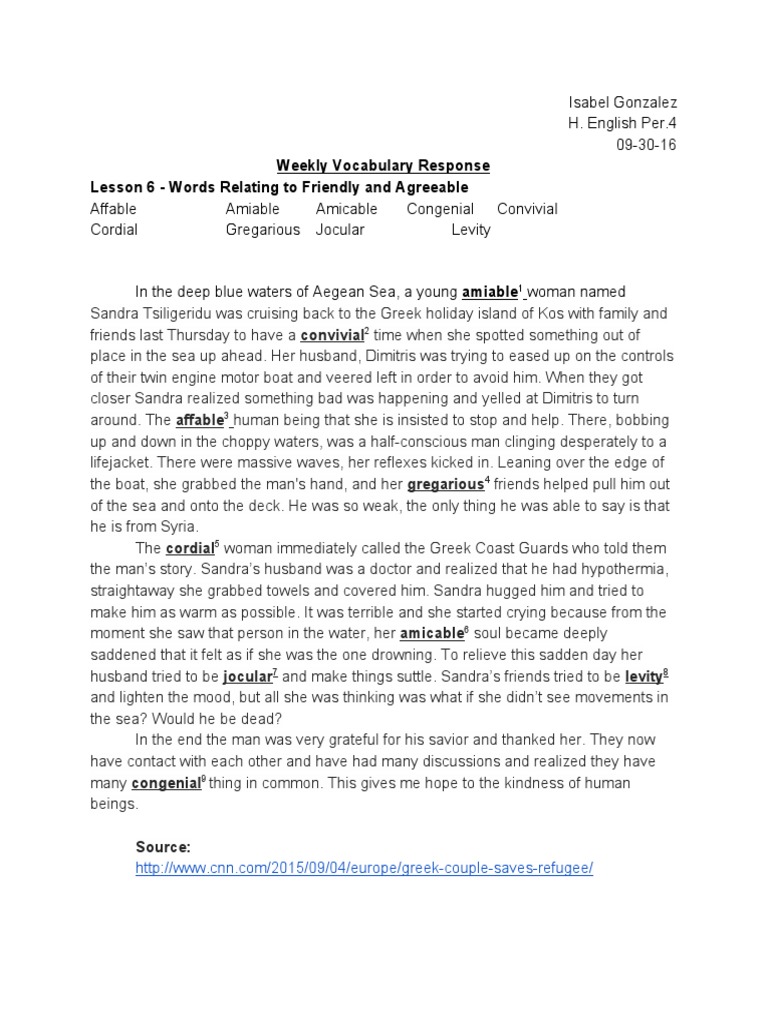 Lesson 6 Vocab | PDF