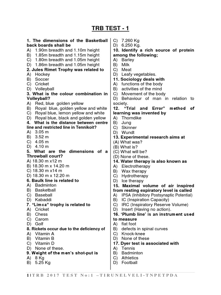 TRB - Test 1 | PDF | Vertebral Column | Muscle Contraction