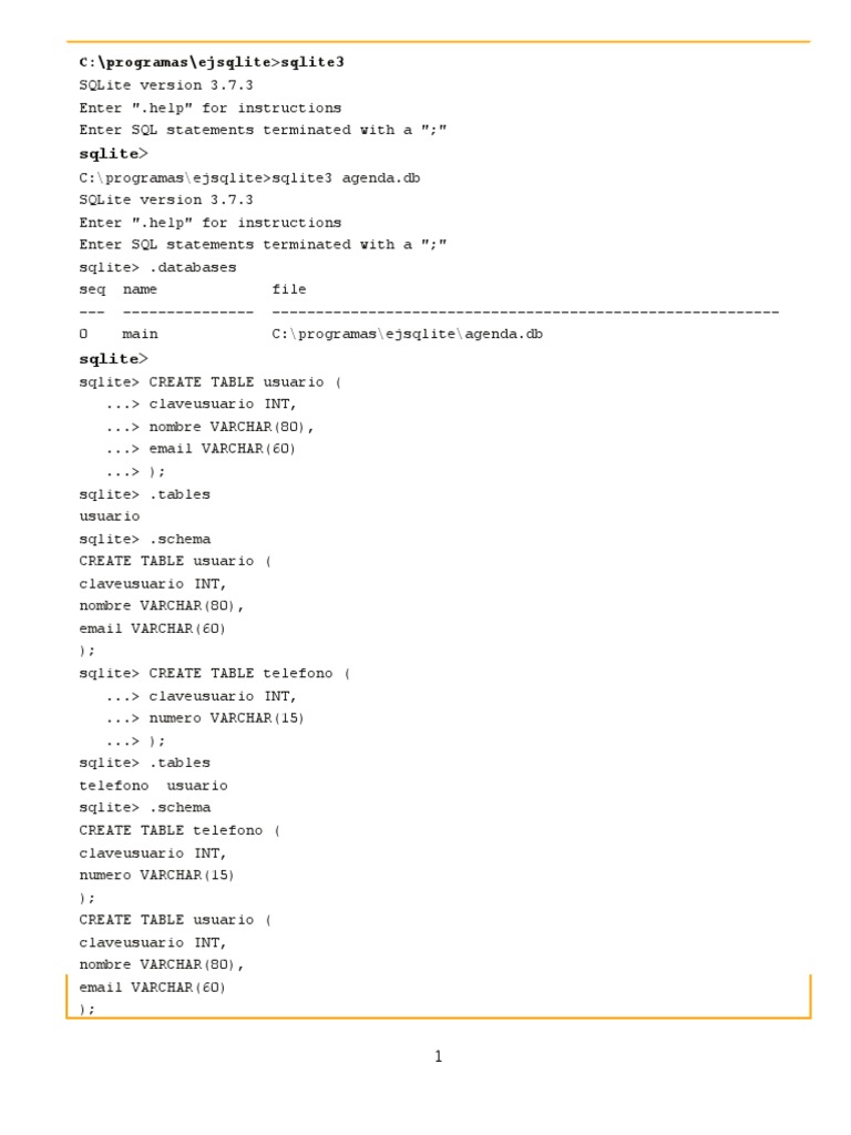 Guía de Comandos SQLite Básicos | PDF | SQL | Tabla (base de datos)