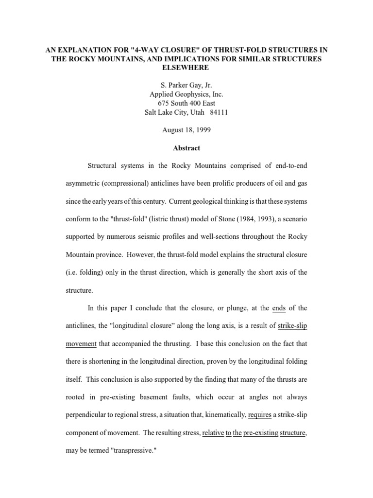 4 Way Closure | Fault (Geology) | Geology