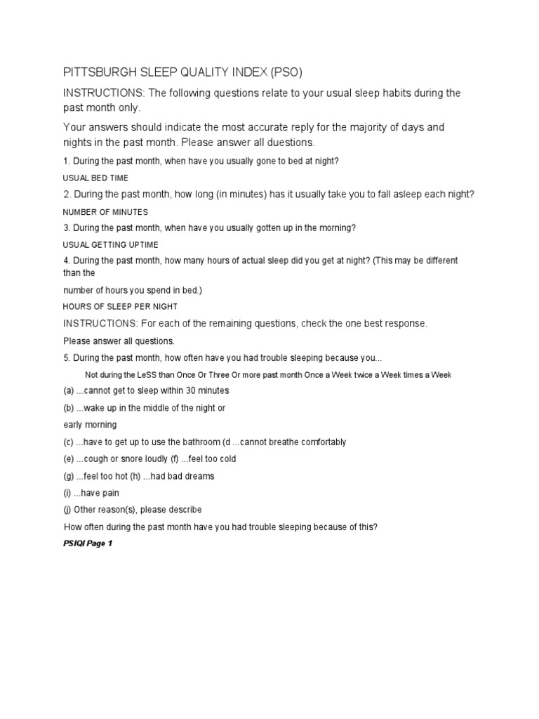 Psqi PDF | Sleep | Determinants Of Health