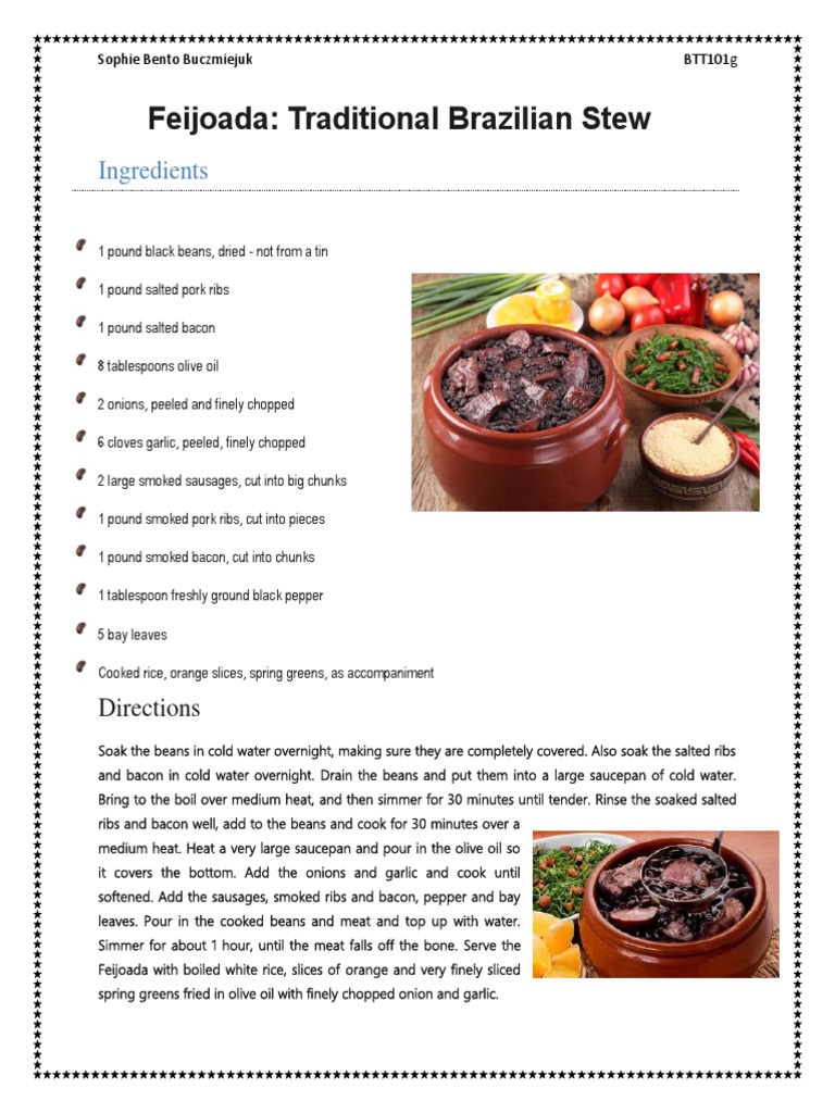 Feijoada: Traditional Brazilian Stew: Ingredients | PDF | Cuisine ...