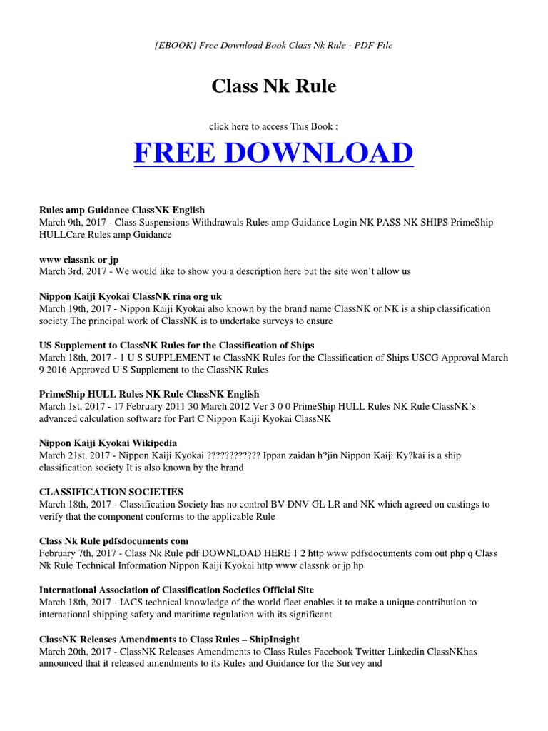 Class NK Rule | PDF | Natural Killer Cell | Water Transport