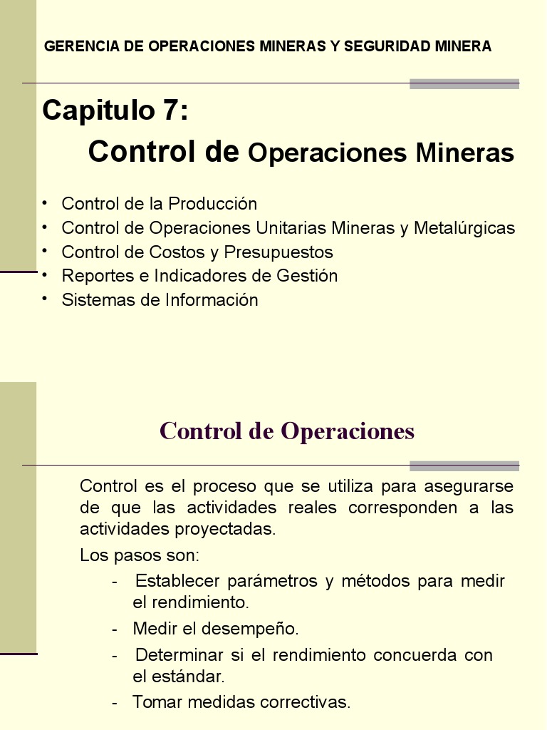 Control de Operaciones Mineras - PPT V | PDF | Estado de resultados ...