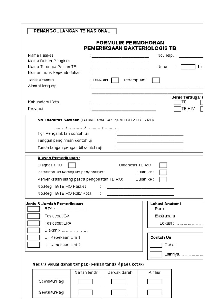 Formulir Pemeriksaan TB | PDF