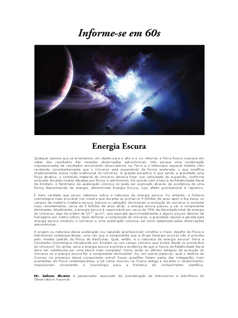 Energia Escura PDF | PDF | Energia escura | Universo