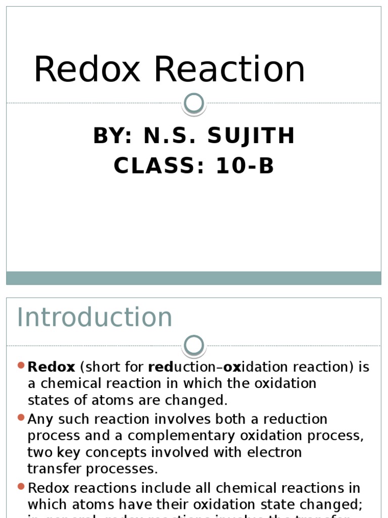 Redox Reaction | PDF | Redox | Chemical Reactions
