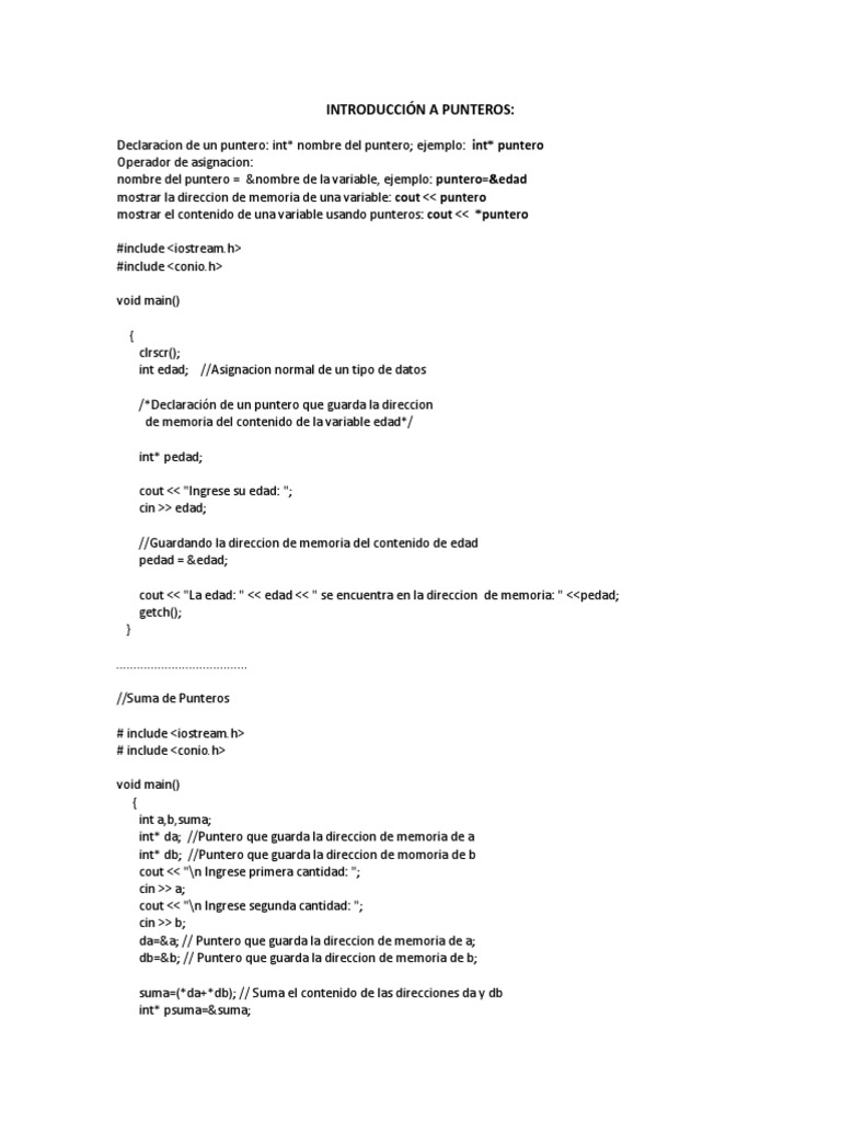 Introducción a Punteros en C++ | PDF | Puntero (Programación de ...