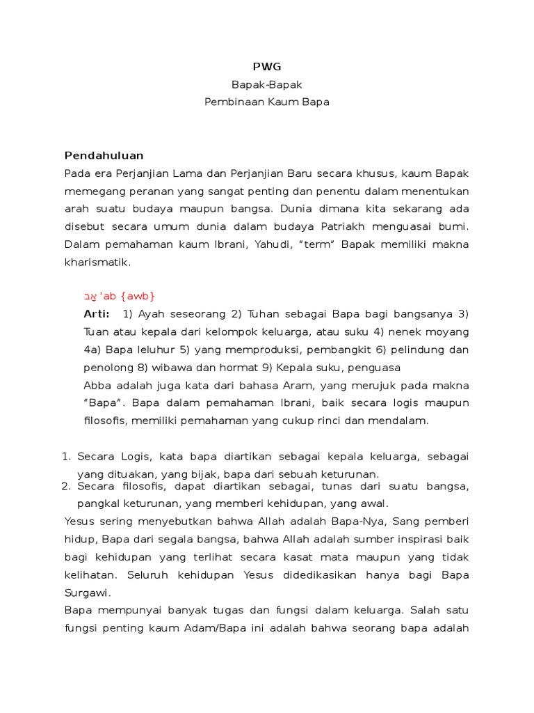 PWG (Kaum Bapak) | PDF