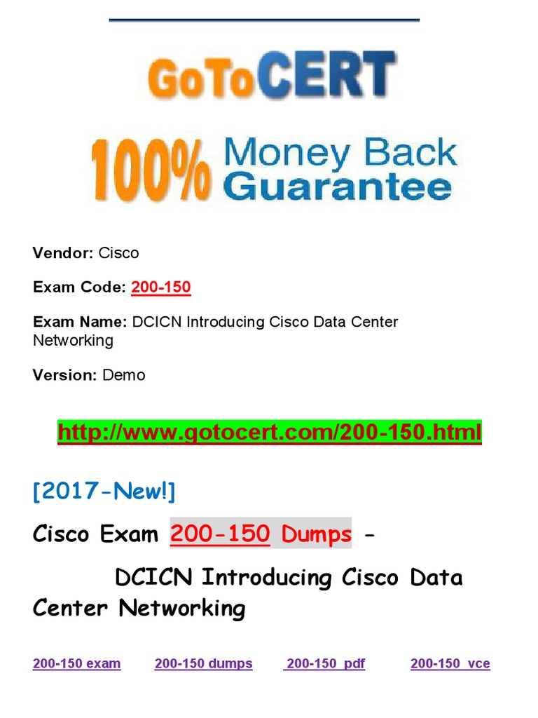 New Gotocert 200-150 Dumps PDF - DCICN Introducing Cisco Data Center Networking | PDF | Network ...