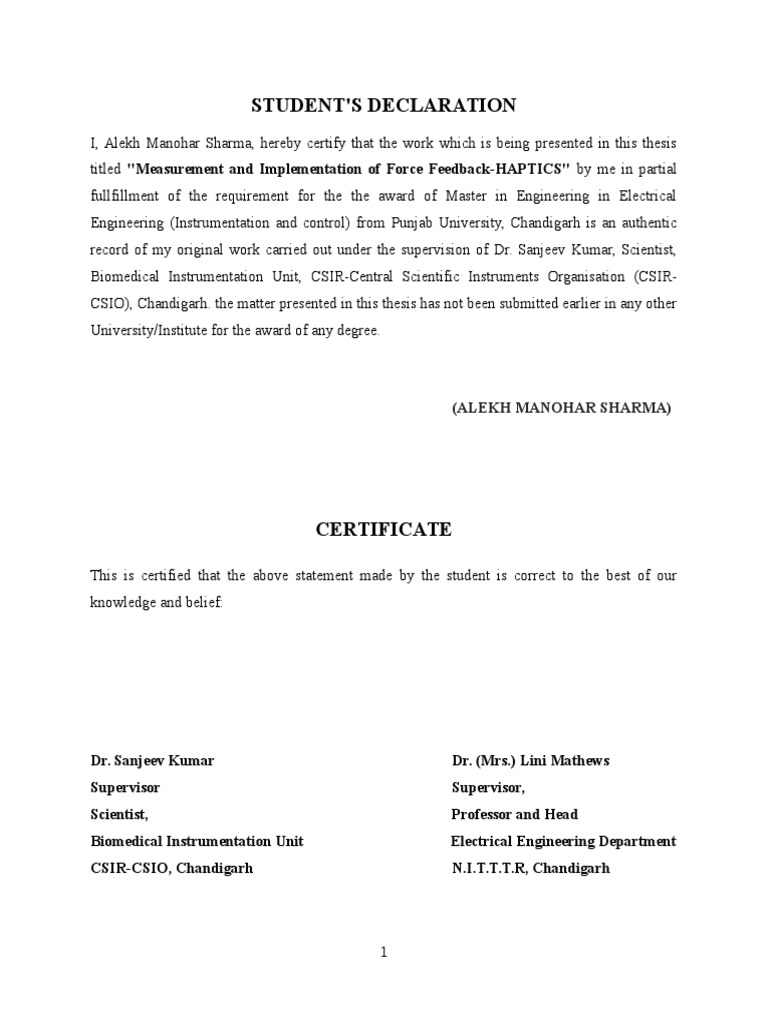 Student'S Declaration: (Alekh Manohar Sharma) | PDF | Surgery | Arduino