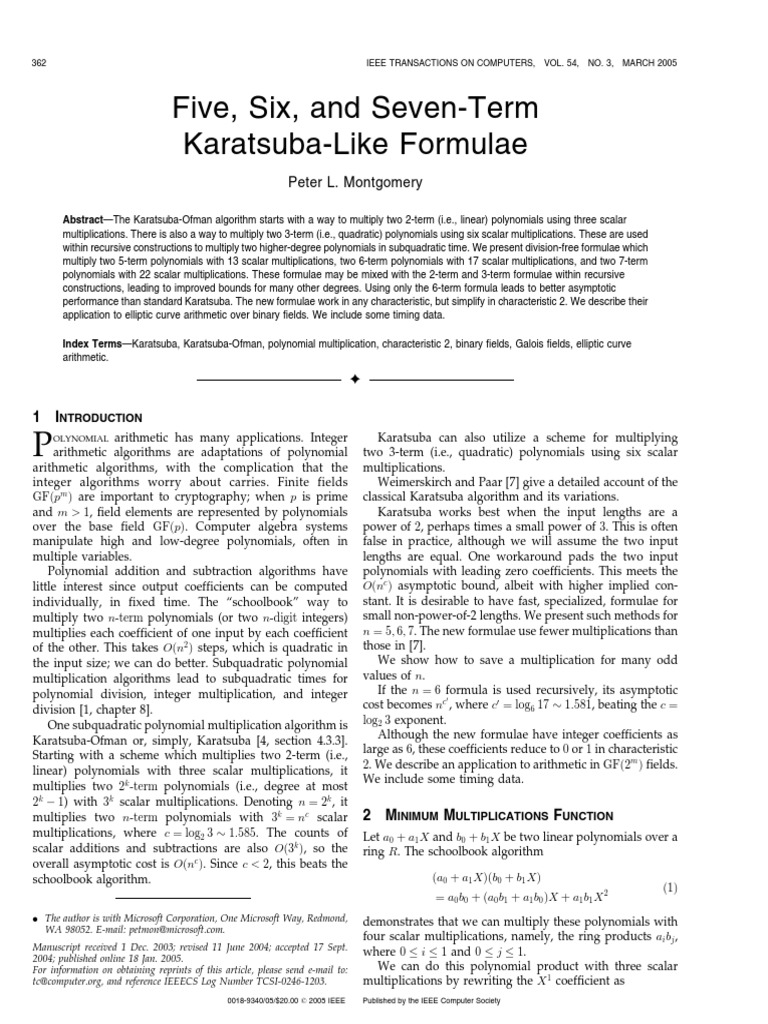 Karatsuba Pdf Pdf Polynomial Field Mathematics