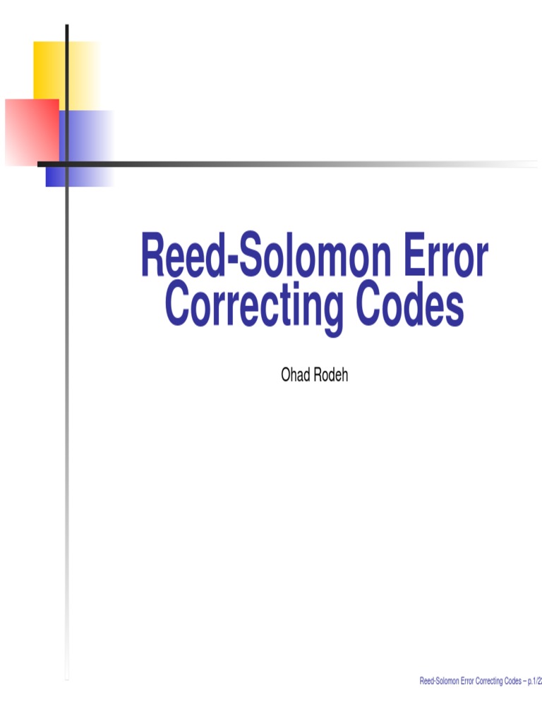 Reed Solomon Pdf Forward Error Correction Error Detection And
