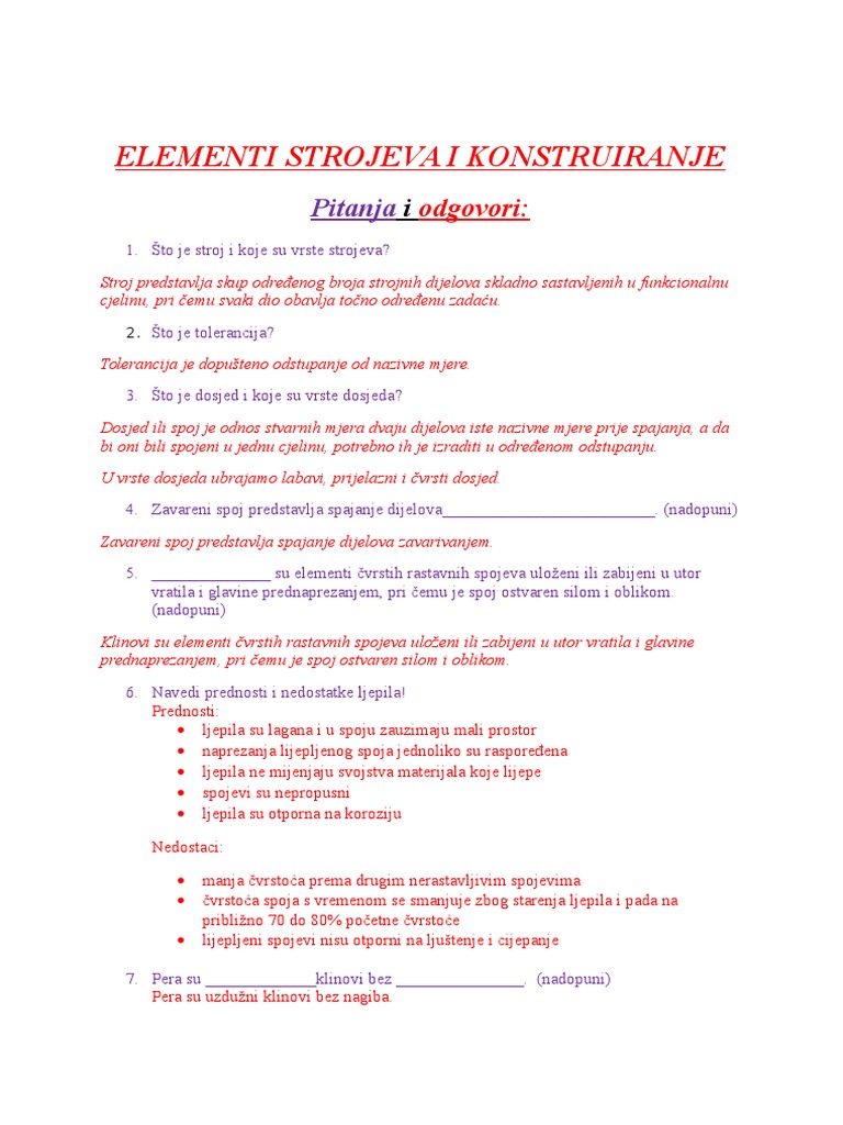 Elementi Strojeva I Konstruiranje - 2. Raz. | PDF