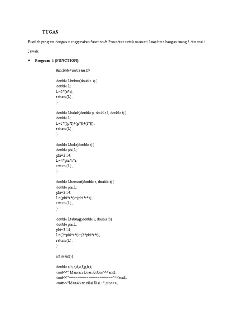 Tugas: Program 1 (FUNCTION) | PDF
