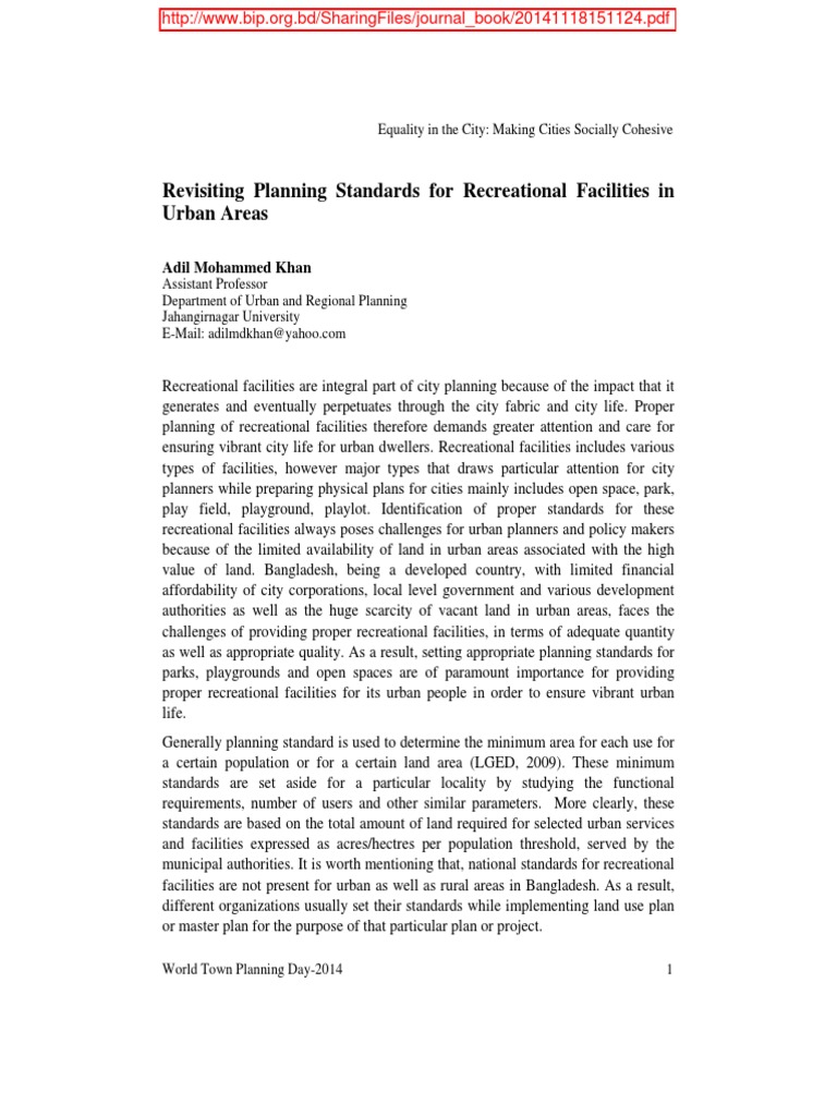 Revisiting Planning Standards For Recreational Facilities in | PDF ...