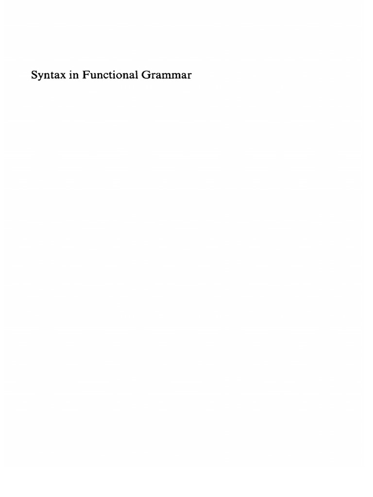 Syntax in Functional Grammar Export 2 | PDF | Phrase | Part Of Speech