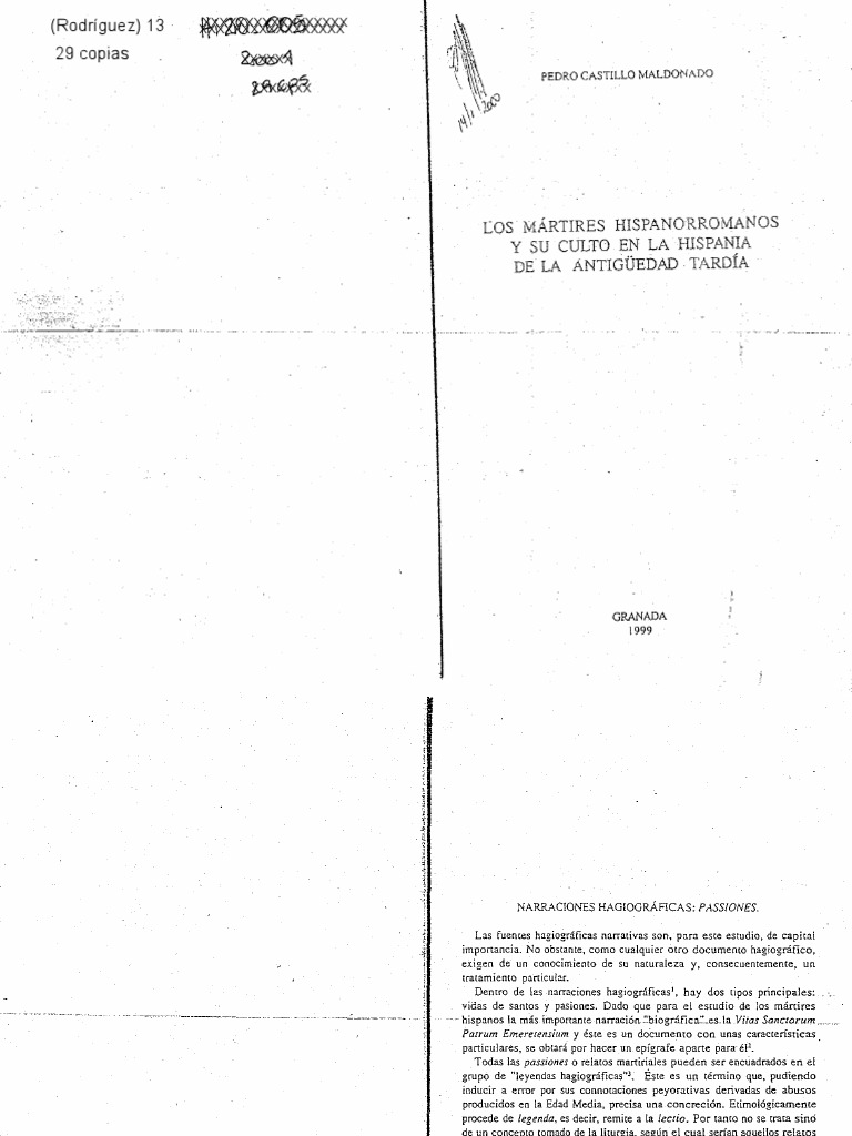 Castillo Maldonado-Los Mártires Hispanorromanos (29 Copias) PDF | PDF