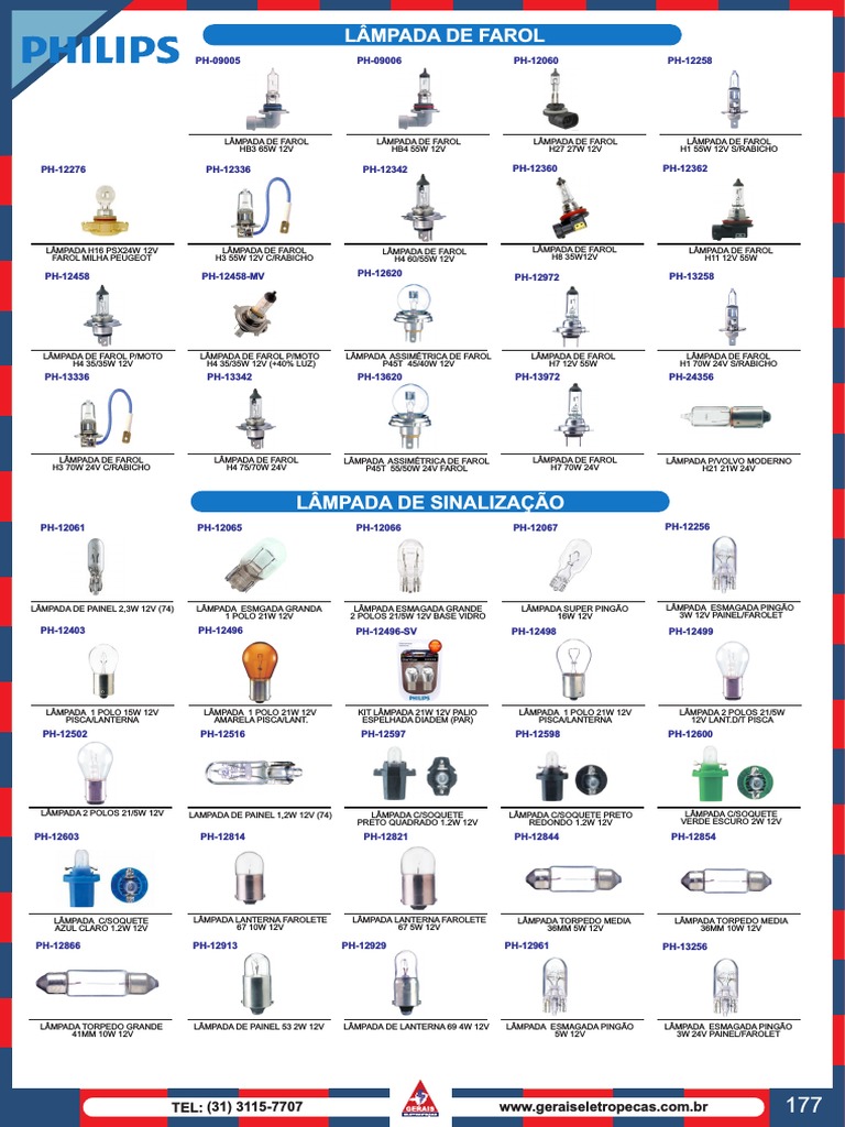 Philips - Lampadas e Codigos | PDF