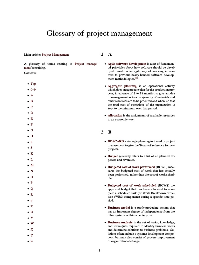 Project Management Terms Guide | PDF | Project Management | Business ...