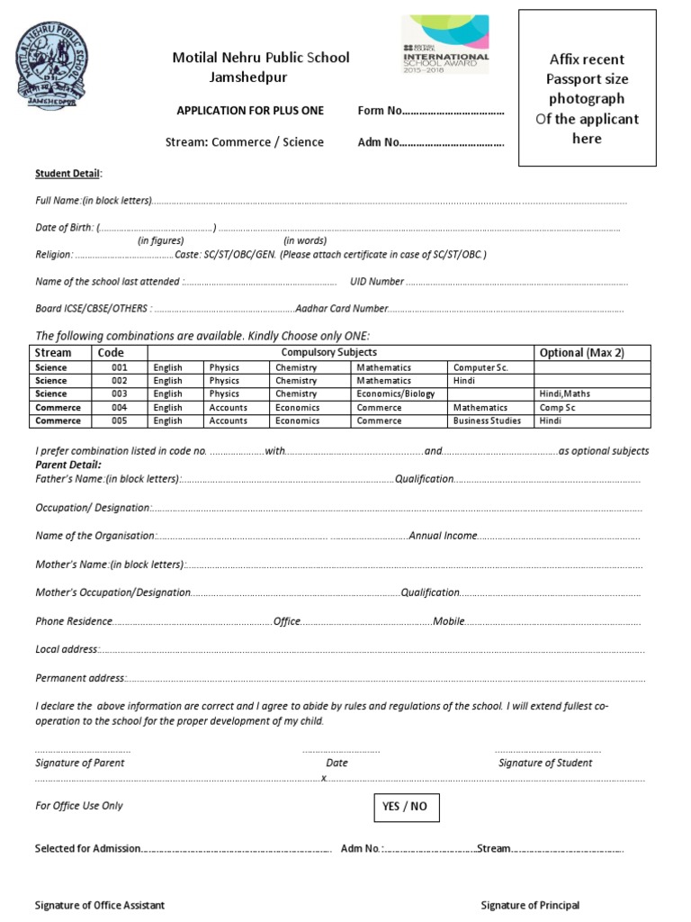 MNPS-XI Admission Form | Download Free PDF | Test (Assessment ...