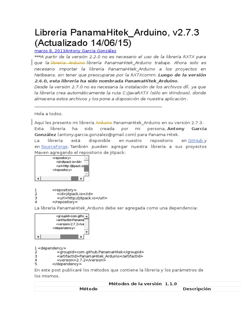 Librería Arduino para JAVA PanamaHitek | PDF | Arduino | Java (lenguaje ... Librería Arduino para JAVA PanamaHitek | PDF | Arduino | Java (lenguaje ...
