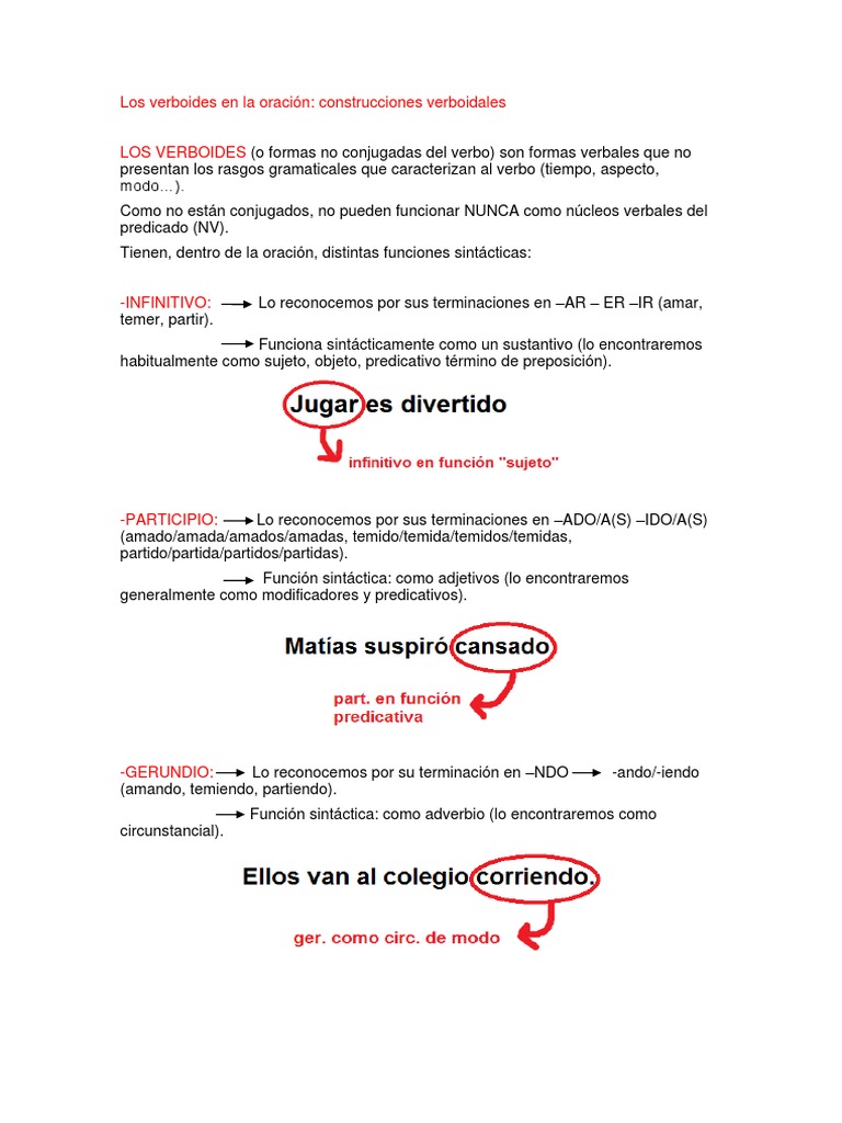 Verboides: Infinito, Participio y Gerundio | PDF | Artes del Lenguaje y ...
