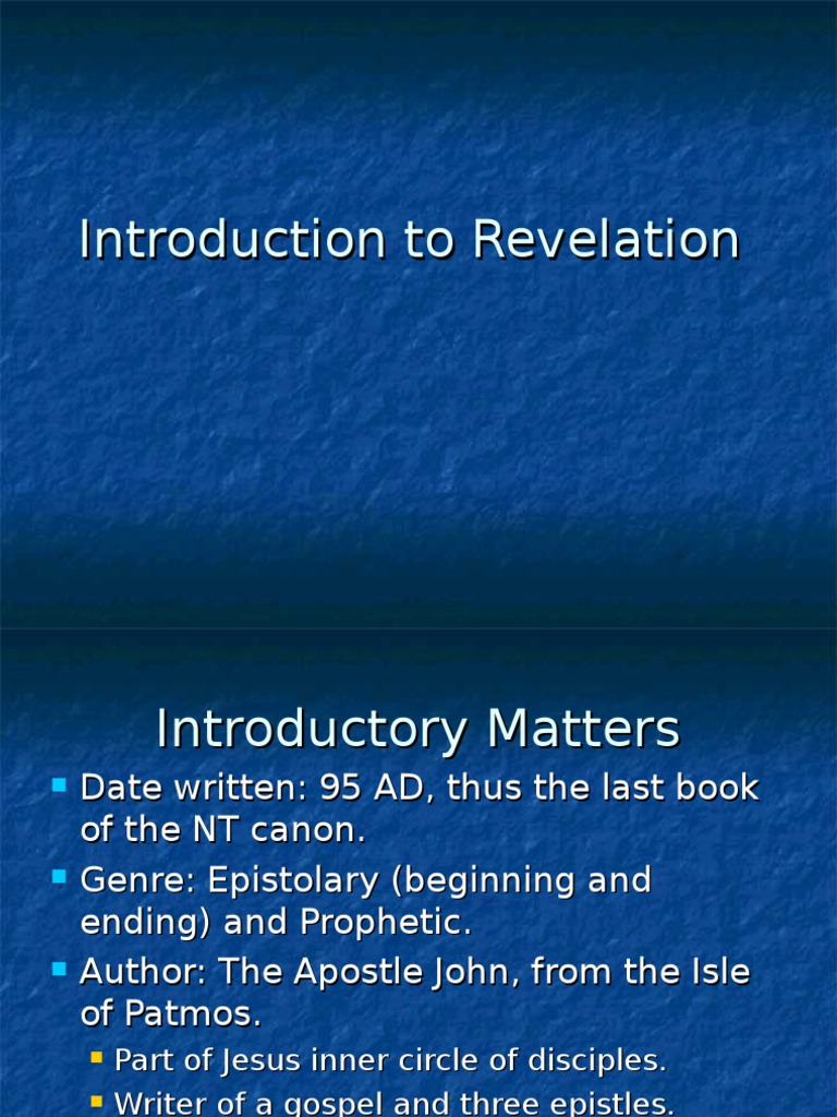 01 Introduction To Revelation Pdf New Testament Narrative Book Of