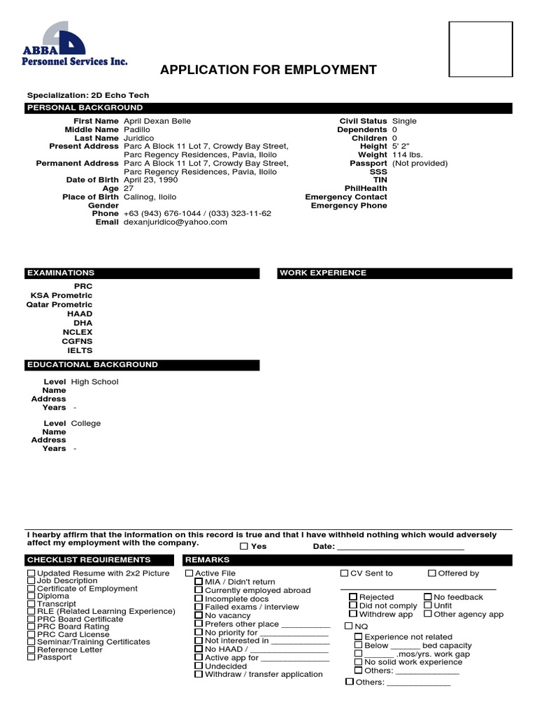 Abba Form | PDF | Test/Examination | Business