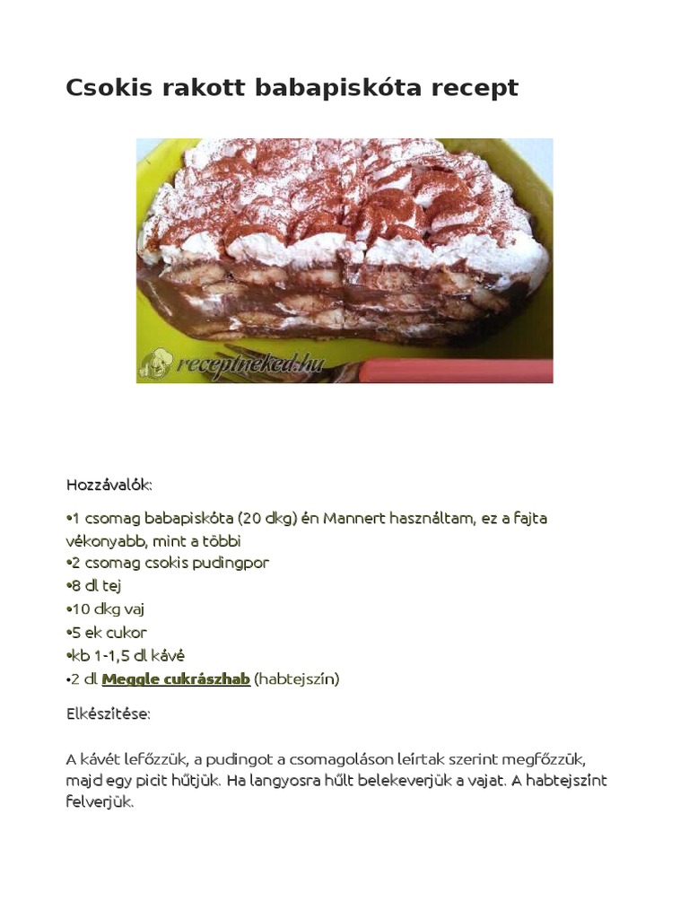 Csokis Rakott Babapiskóta Recept | PDF