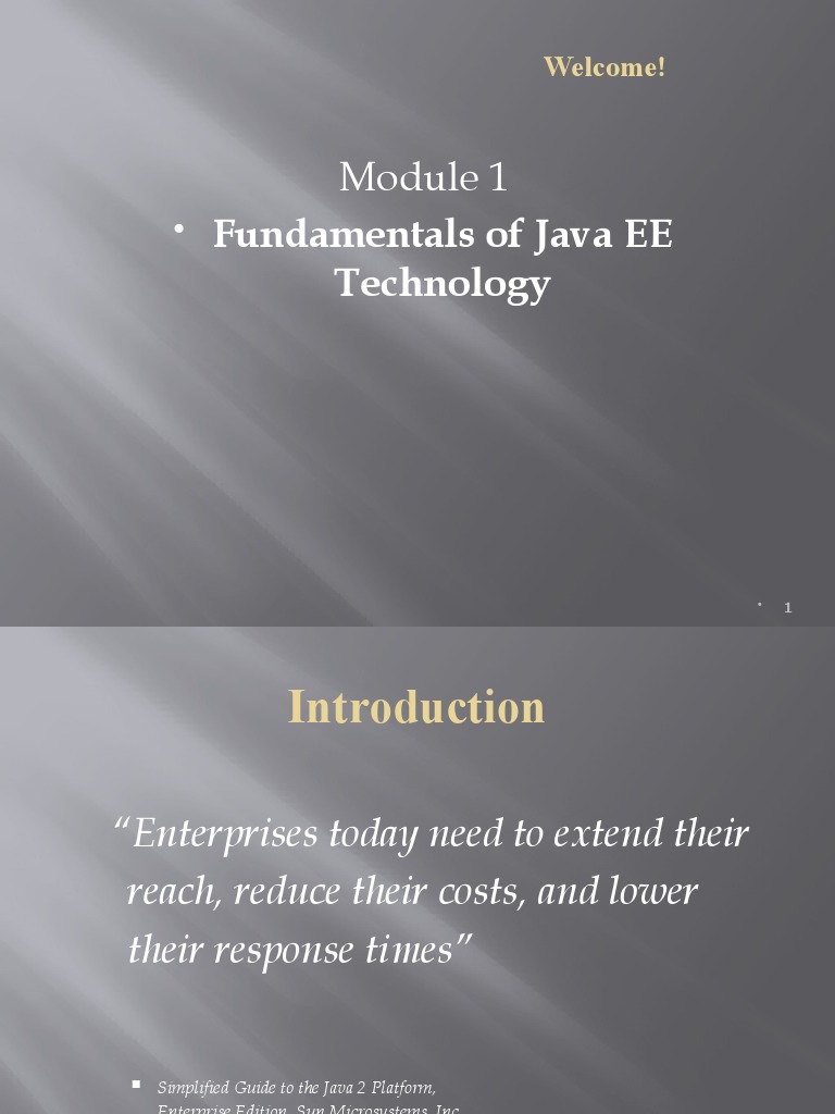 Fundamentals of Java EE Technology: Welcome! | PDF | Java (Programming ...