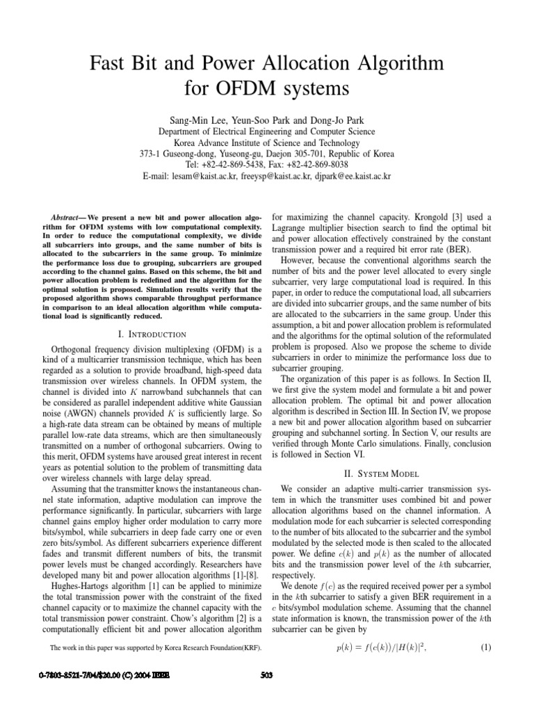 Fast Bit Allocation | PDF | Orthogonal Frequency Division Multiplexing | Mathematical Optimization