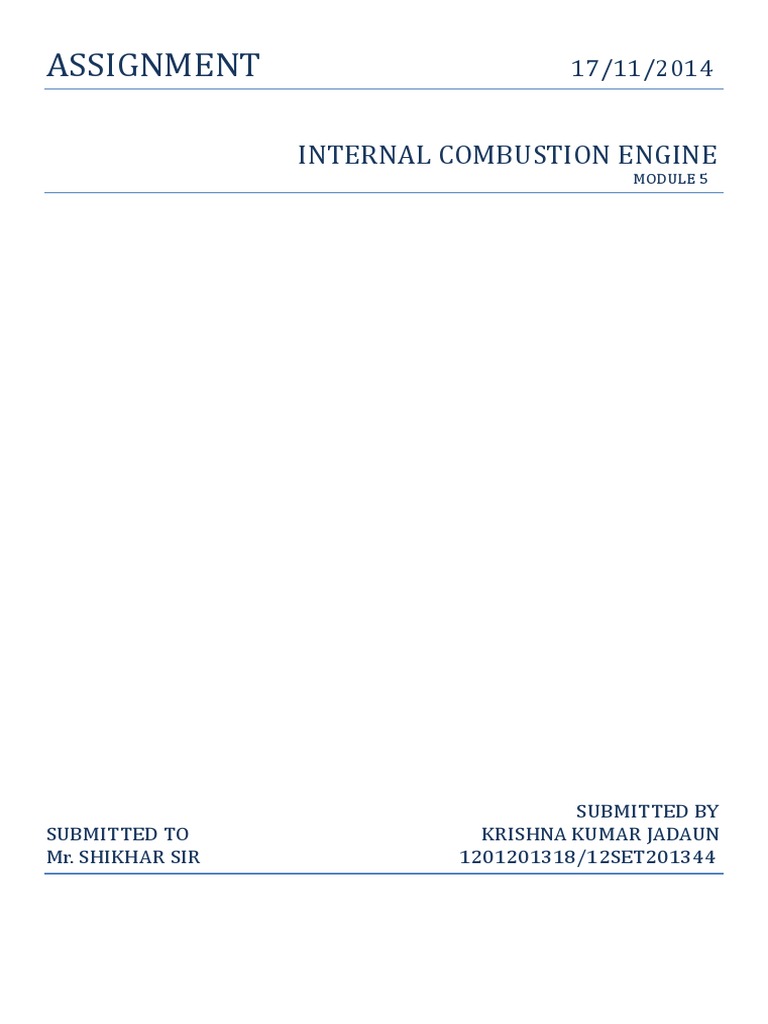Assignment: Internal Combustion Engine | PDF