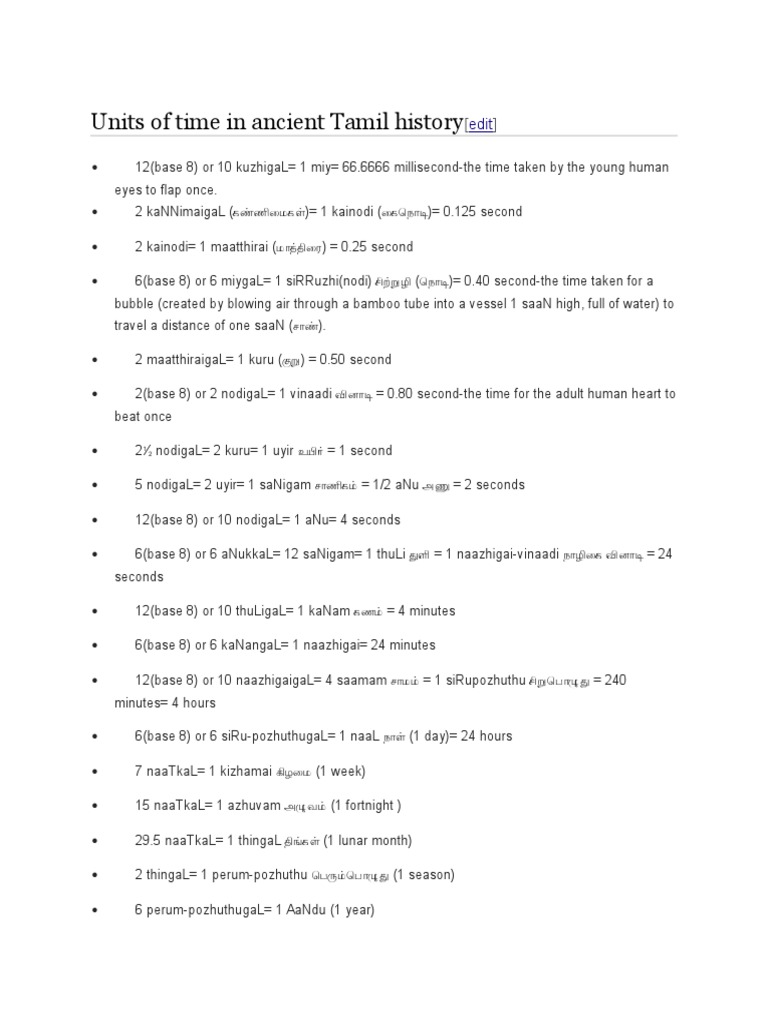 Units of Time in Ancient Tamil History | PDF | Acre | Scientific ...