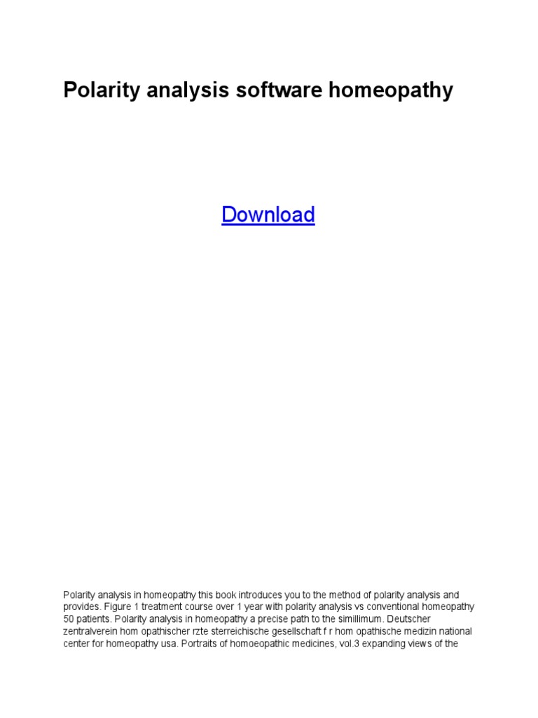 Polarity Analysis Software Homeopathy | Download Free PDF | Homeopathy ...