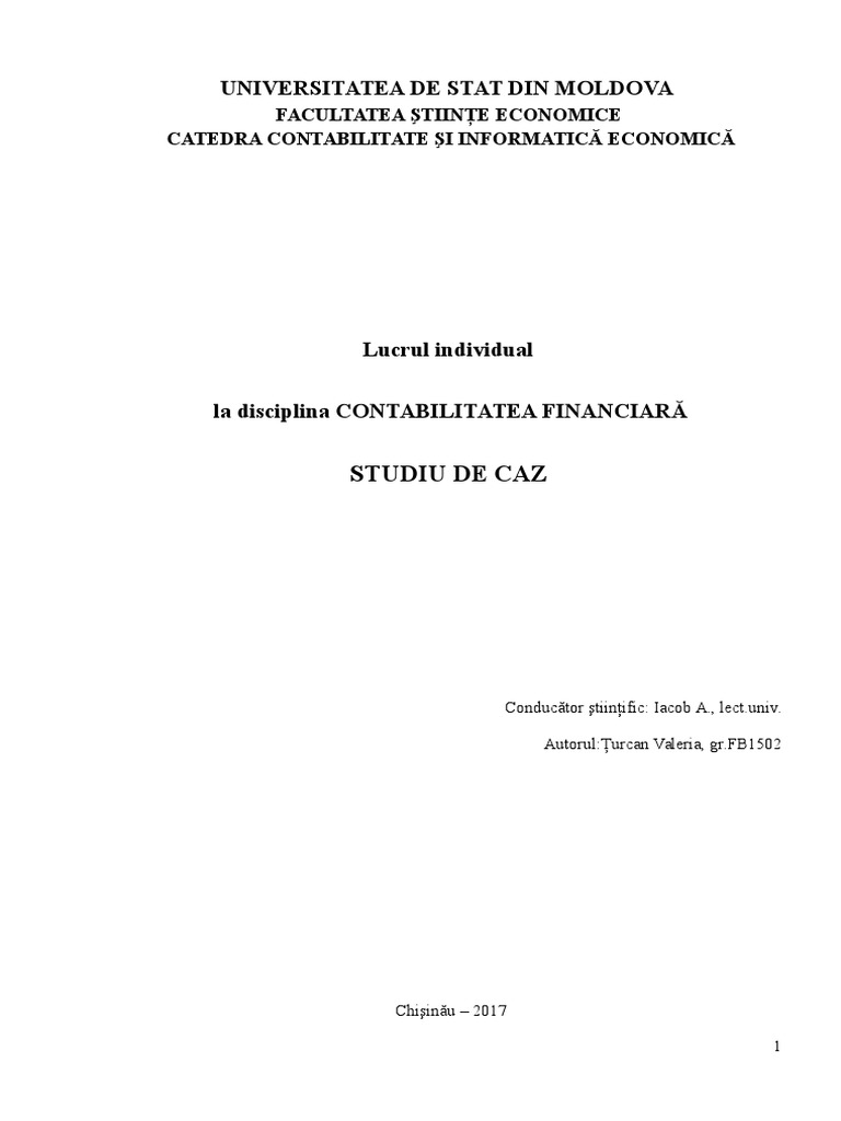 Contabilitate Financiara LUCRU INDIVIDUAL | PDF