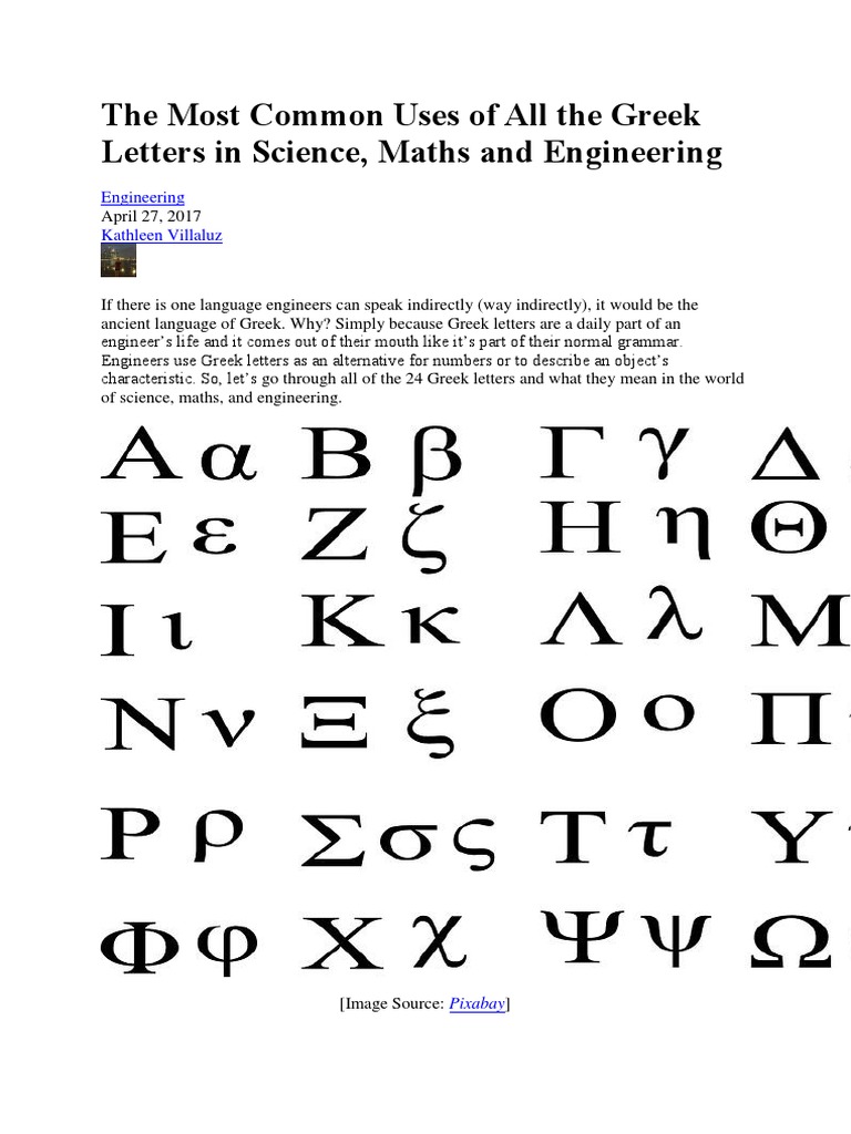 Greek Letters in Science | PDF | Greek Alphabet | Pi