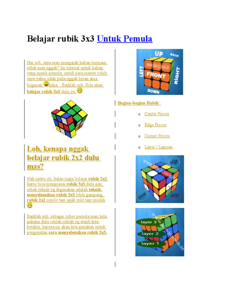 Belajar Rubik 3x3 Untuk Pemula | PDF | Metode & Bahan Ajar