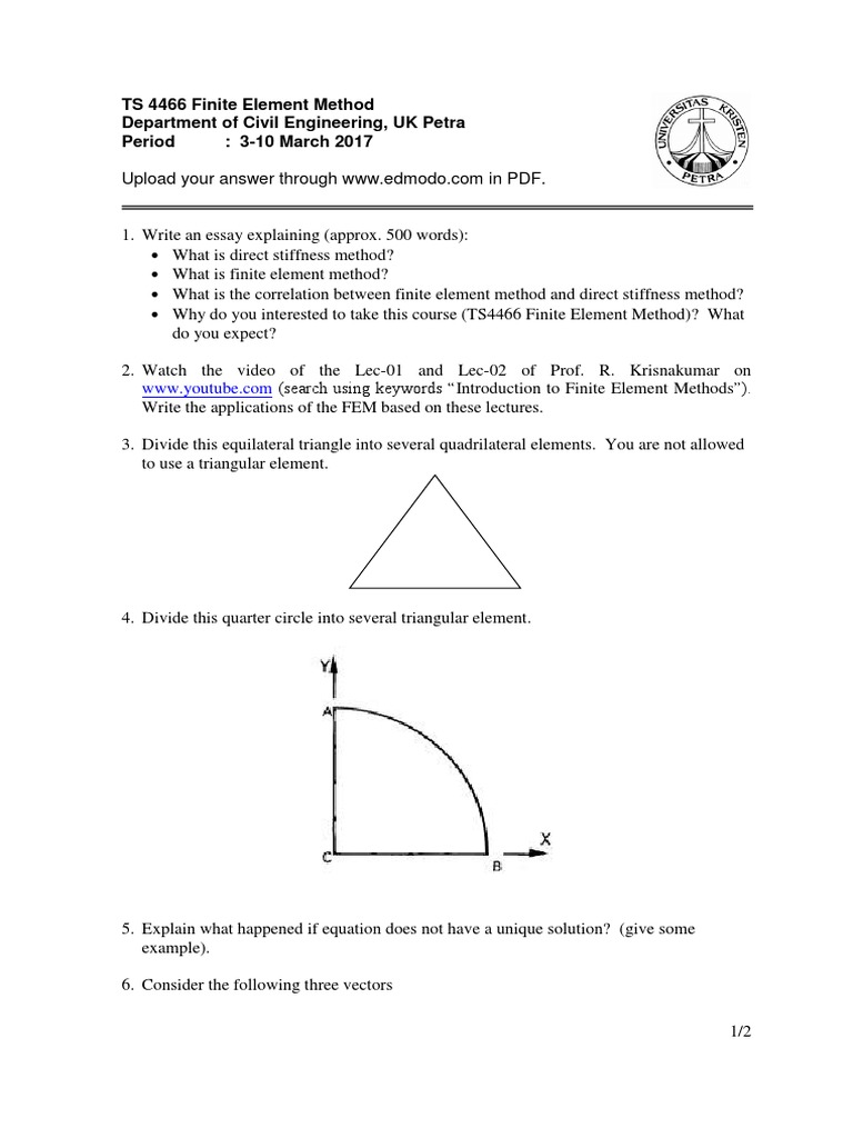 Assignment 1 - Finite Element Method | PDF